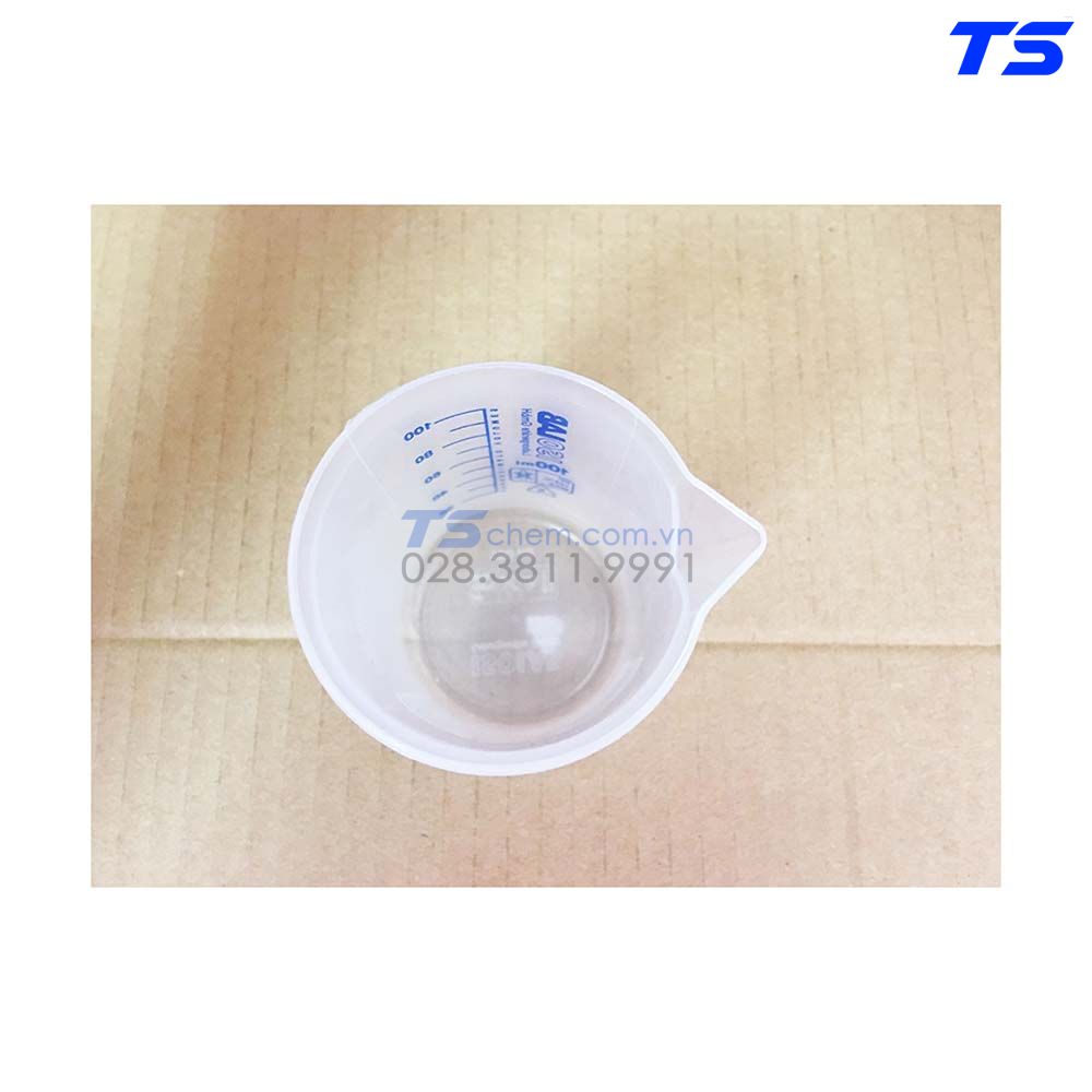 #1 Bán Cốc nhựa 100 ml, vạch xanh, có mỏ - Isolab - 026.03.100 giá rẻ ở hcm